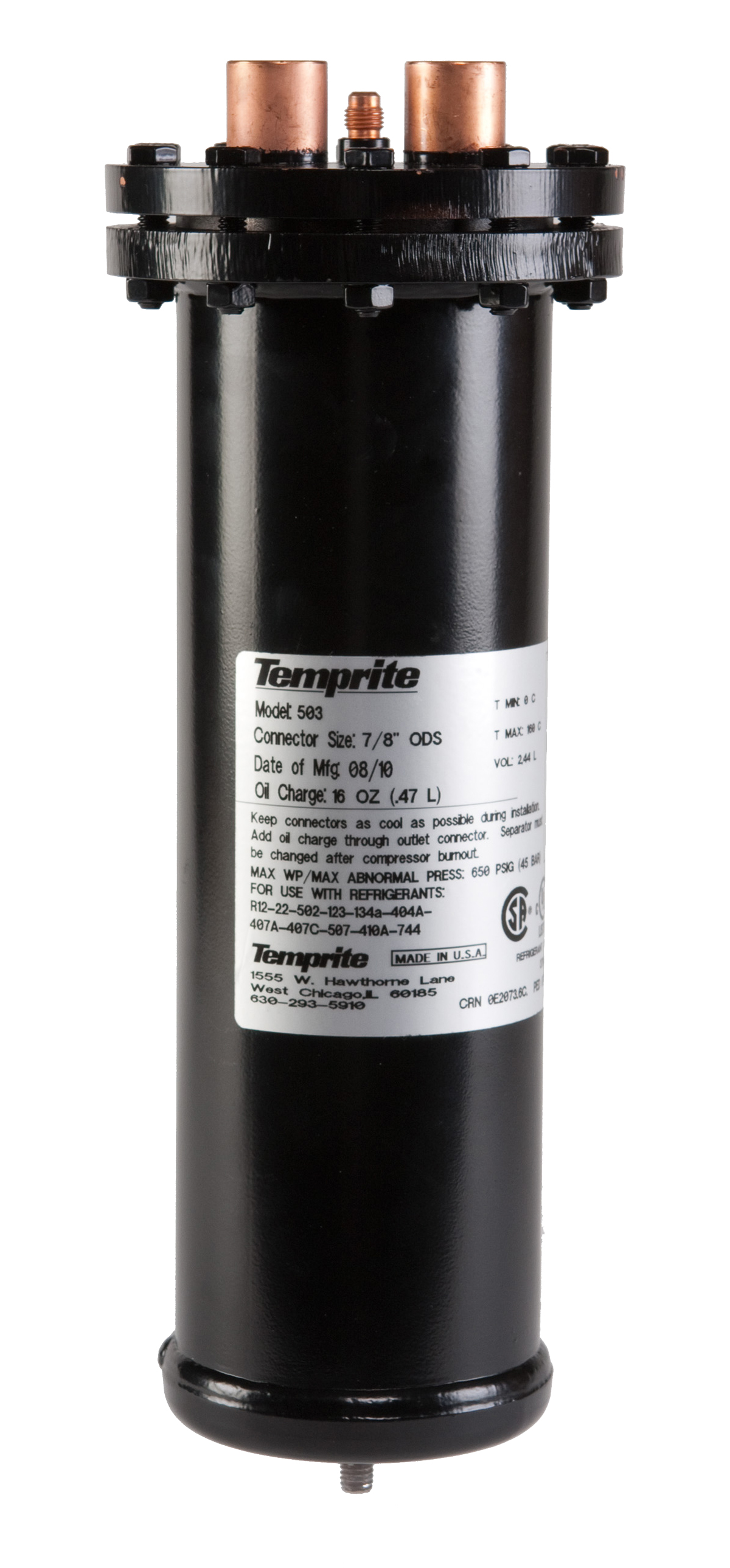 Industrial Refrigeration | Temprite 503 Oil Separator | Oil Management ...